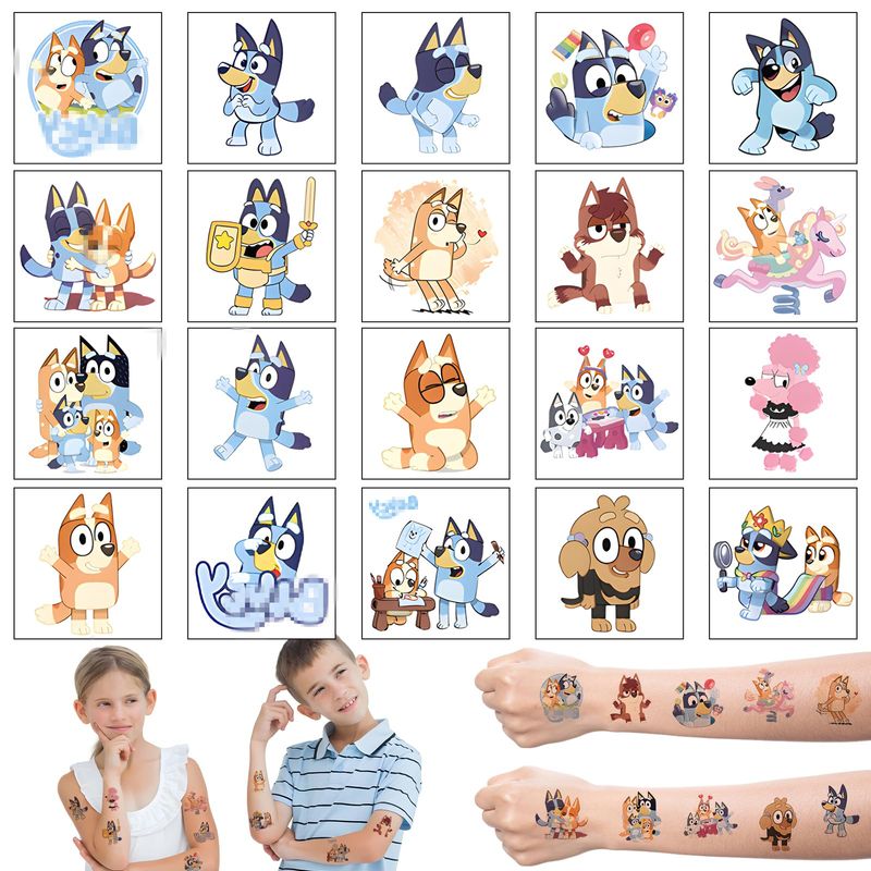 Kids Tattoos, 20PCS Bluey Temporary Tattoos for Kids Party Bag Fillers ...