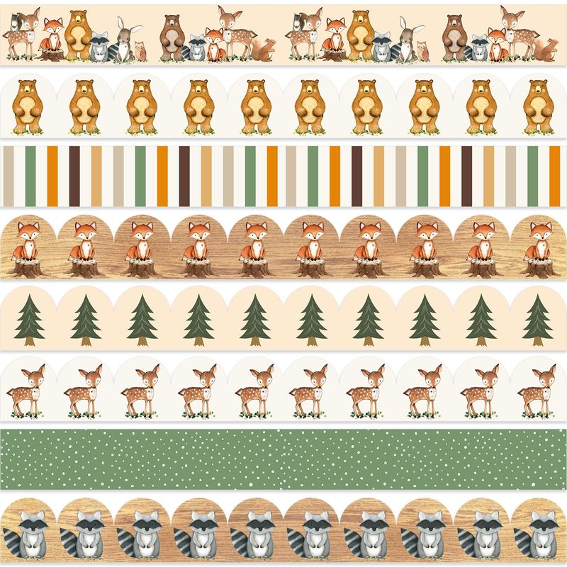 Whaline 82Ft Woodland Bulletin Board Borders Boho Woodland Deer Tree ...
