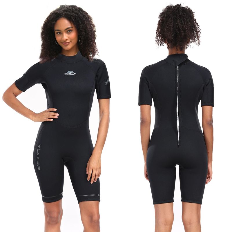 XUKER Mens Shorty Wetsuit Women, 3mm Full Body Back Zip Diving Suit ...