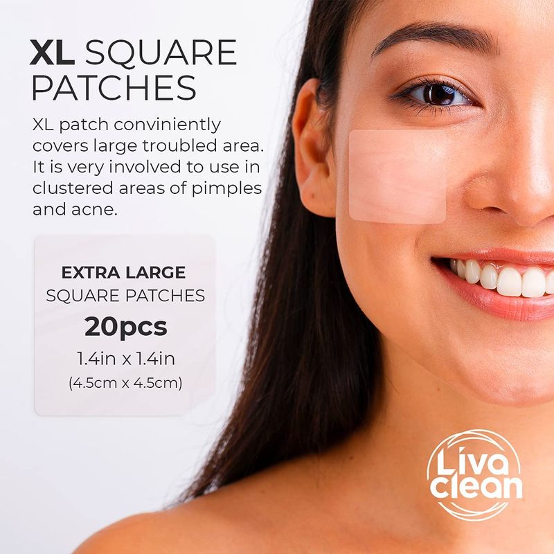20 CT LivaClean Large Hydrocolloid Acne Patches - For Pore Spots Nose ...