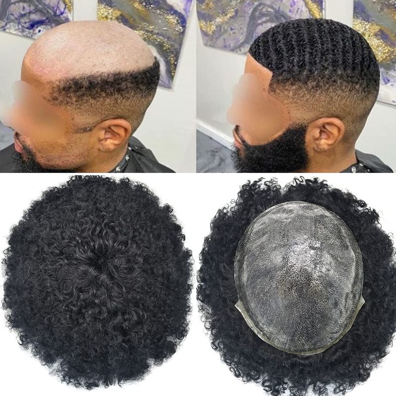 Healthlif Afro Hair System For Man Weave Hair Unit Black Men Hairpieces ...