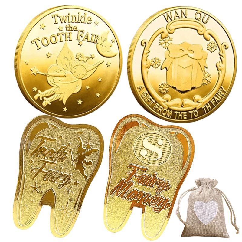 YOGOTI Tooth Fairy Coin Tooth Fairy Gold Coins Variety Teeth Fairy Tooth Fairy Commemorative ...