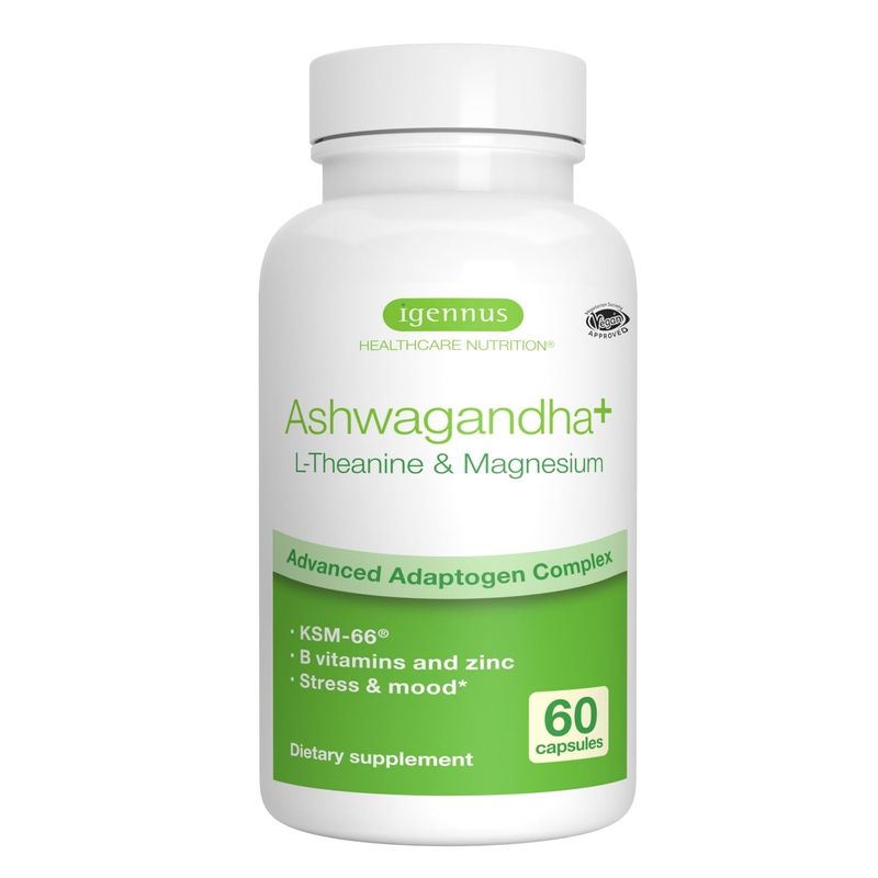 Igennus Advanced Ashwagandha KSM-66, L-Theanine & Magnesium, Clean ...