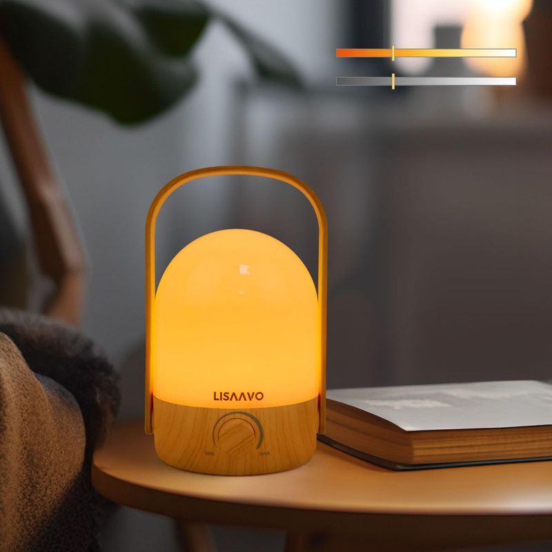 2-Color Small Lamp with Portable Handle, Lamps Small Rechargeable Lamp ...