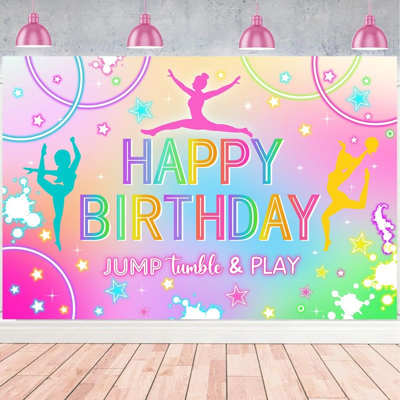 kreat4joy Gymnastics Birthday Party Decorations Backdrop, Gymnastics ...