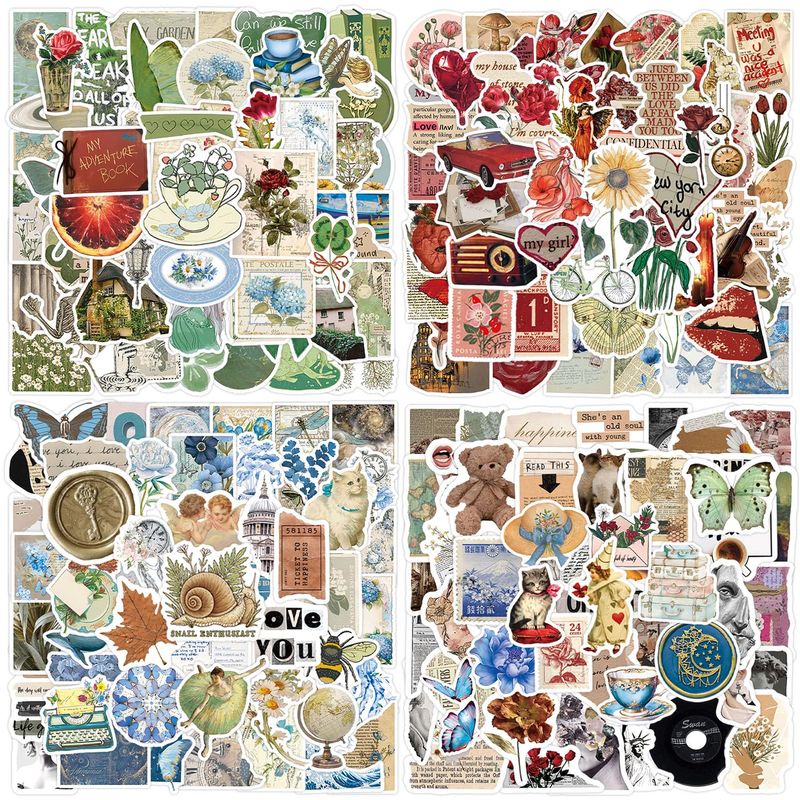Vintage Stickers 200 Pcs Aesthetic Stickers, Cute Retro Style Sticker ...