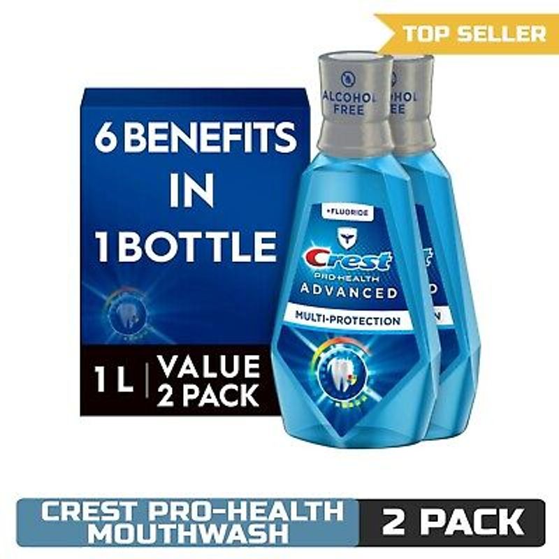 Crest Pro-Health Advanced Mouthwash, Alcohol-Free, Multi-Protection ...