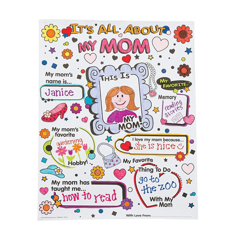 Fun Express Color Your Own All About Mom Poster, 30 Piece Class Pack ...