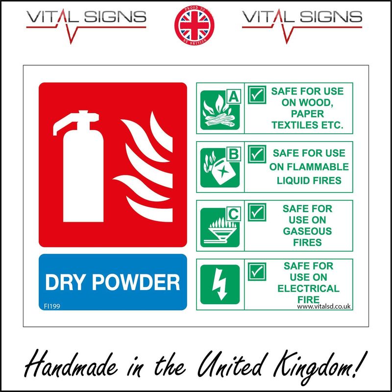 Dry Powder Fire Extinguisher Sign 300mm x 200mm .Sticker/SAV - White ...
