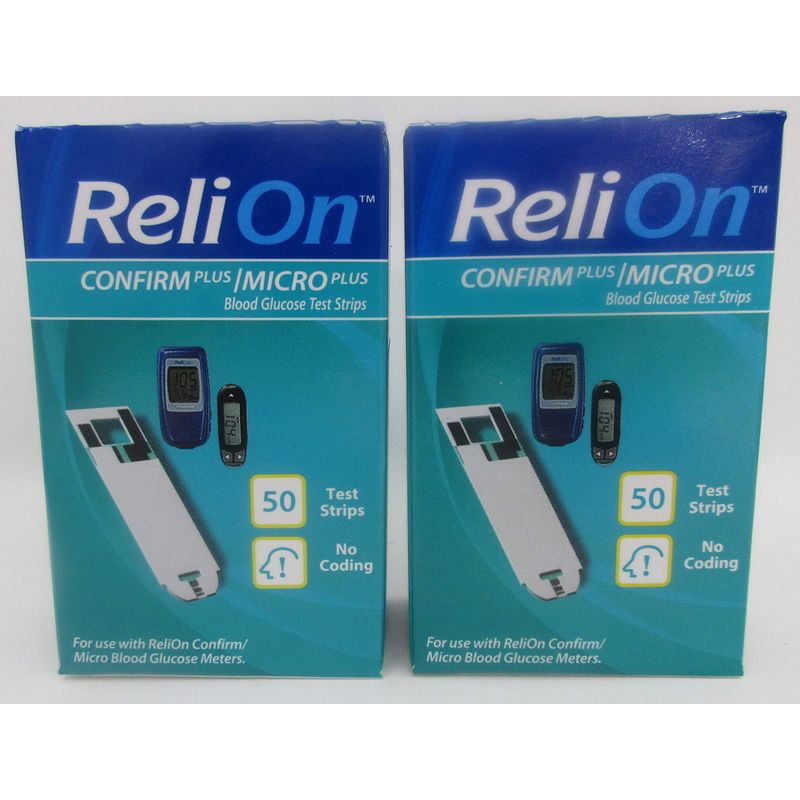 ReliOn Confirm Plus/Micro Plus Blood Glucose Test Strips - 100 ct (Two ...