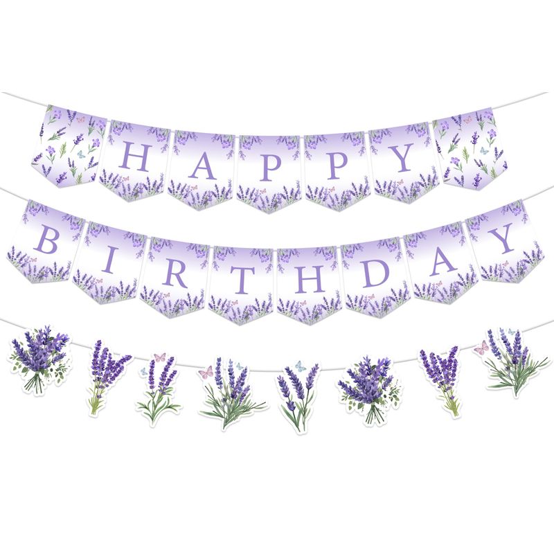 JOYMEMO Lavender Theme Birthday Party Decorations, Lilac Flower Happy ...
