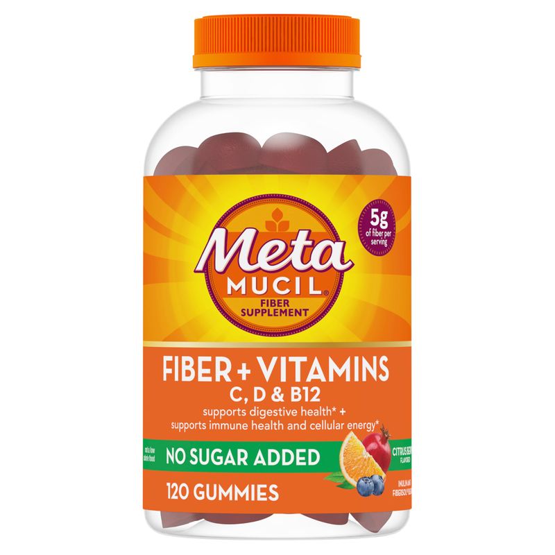 Metamucil Fiber Gummies for Adults with Vitamins C, D, B12 for ...