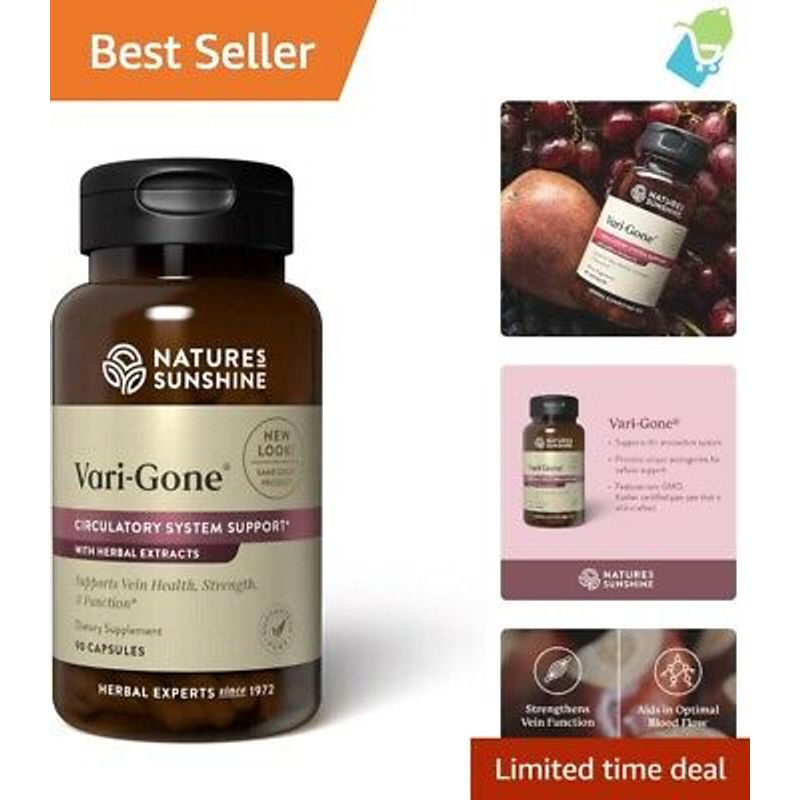 Natural Vari-Gone Vein Health Formula: 90 Capsules for Varicose ...