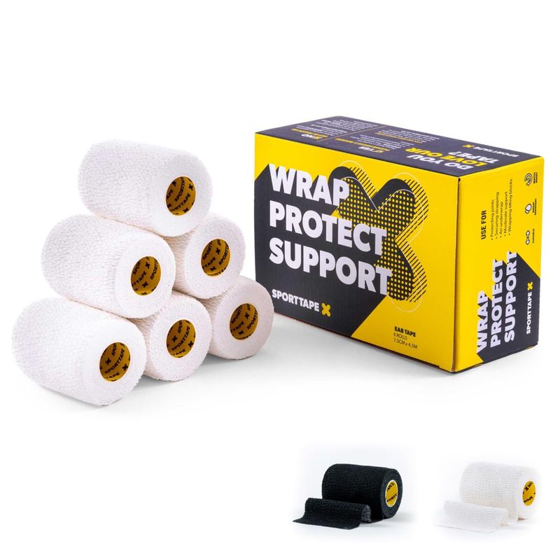 6 Rolls - SPORTTAPE EAB Tape | 7.5cm x 4.5m - White - Tearable Elastic ...