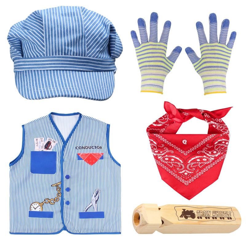 Kyson Kids Train Conductor Costume Set-Train Engineer Dress Up Kit for ...