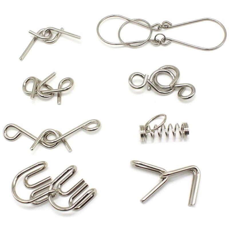 Kvvdi 8 Pcs/Sets Brain Puzzles Chinese 9 Ring Puzzle Intelligence ...