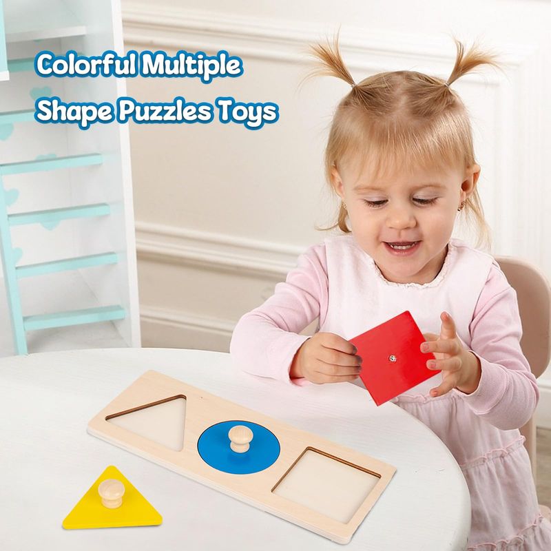 Adena Montessori First Jumbo Knob Wooden Shape Puzzles for Toddlers 1-3 ...