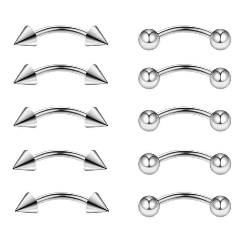 Gojewen 10pcs Curved Barbells 10mm for Eyebrow Lip Daith Rook Helix Septum Bridge Belly Bar ...