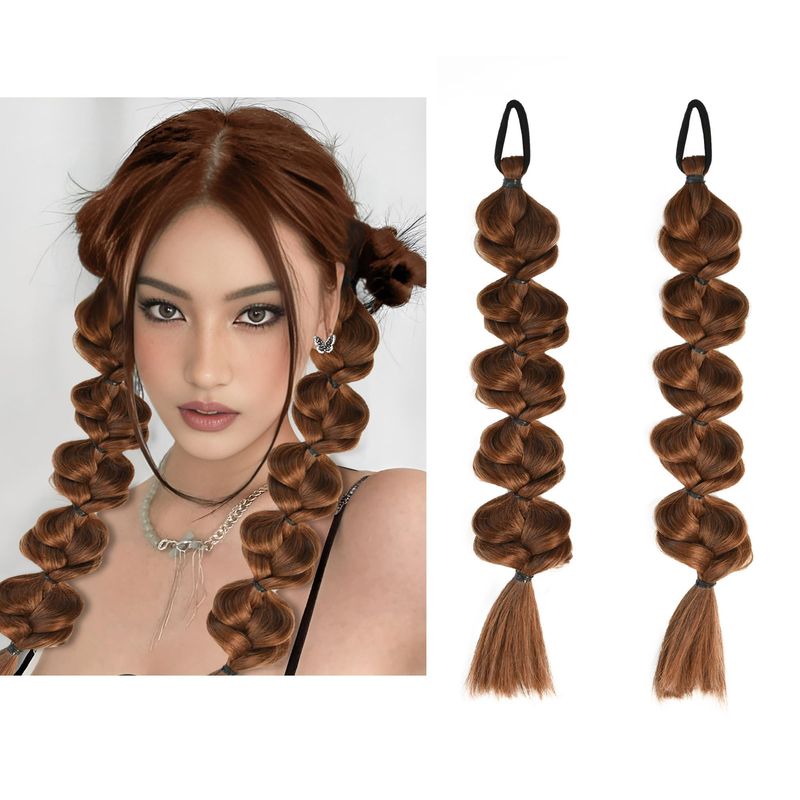 Meiverah 2 Pieces of Bubble Ponytail Wig Braid Ponytail Extension Braid ...