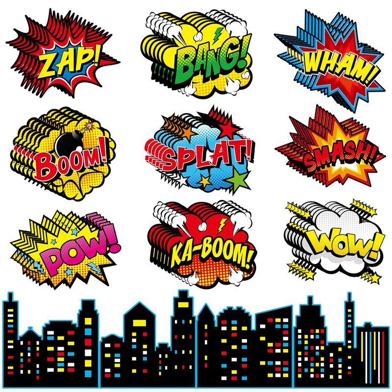 124Pcs Hero Paper Cutouts Hero Themed Party Decorations Super Theme ...