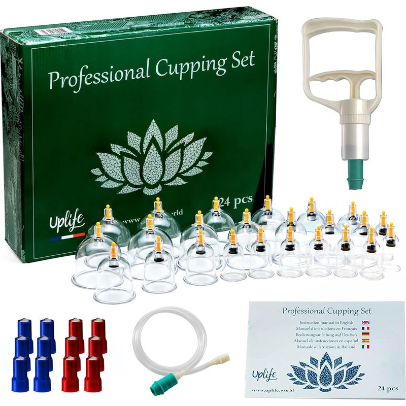 Uplife Cupping Therapy Set - 24 Suction Cups for Muscle, Neck and Back ...
