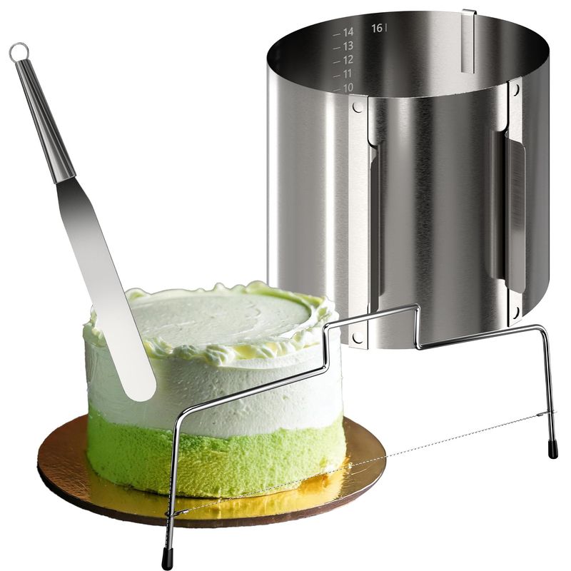 4smile Cake Accessory Set 3 Pieces - Cake Ring Adjustable Height 15 cm ...