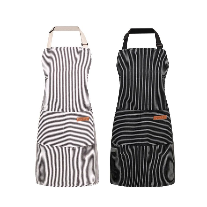 ARBINSON 2 Pack Cooking Aprons Adjustable Bib Apron for Women with 2 ...