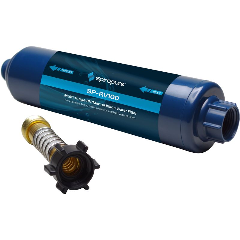 SpiroPure Multi-Stage RV Marine Inline Water Filter with Flexible Hose ...