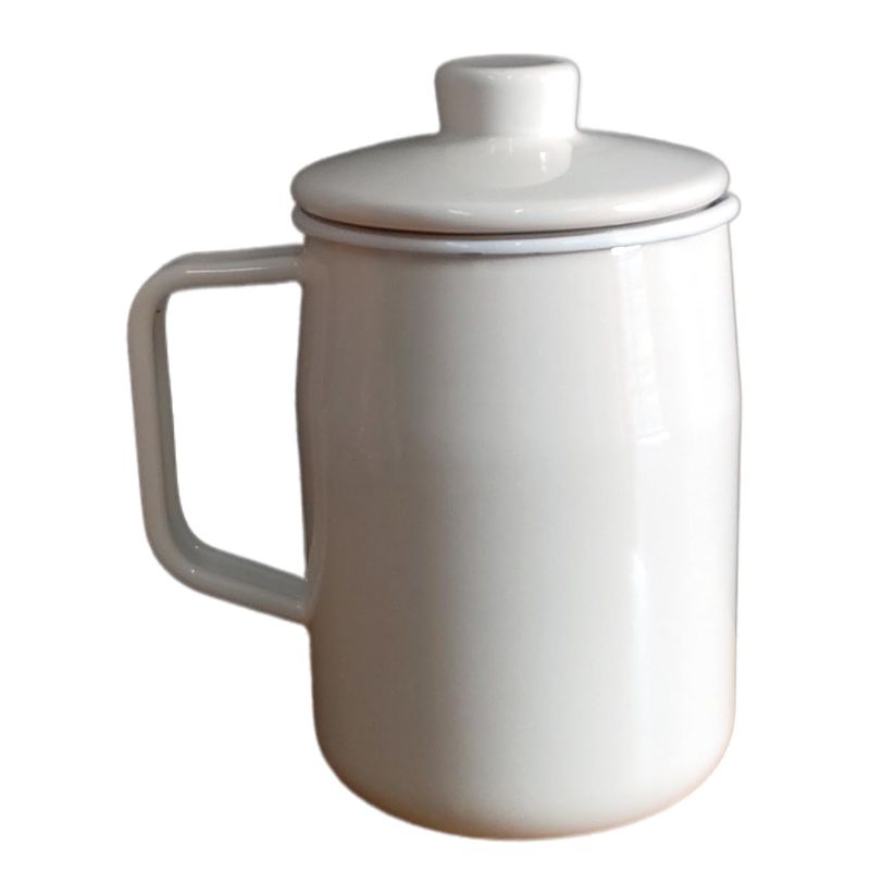 Asplund 461649 Enamel Kitchen Ware, Enamel Oil Pot, Cream 0.3 gal (1.1 ...