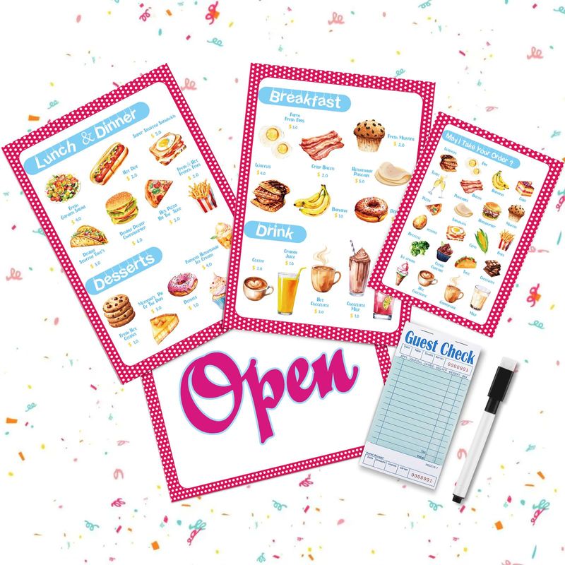 Yinkin Pretend Play Restaurant Menu Food Diner Menu Playset Kitchen ...