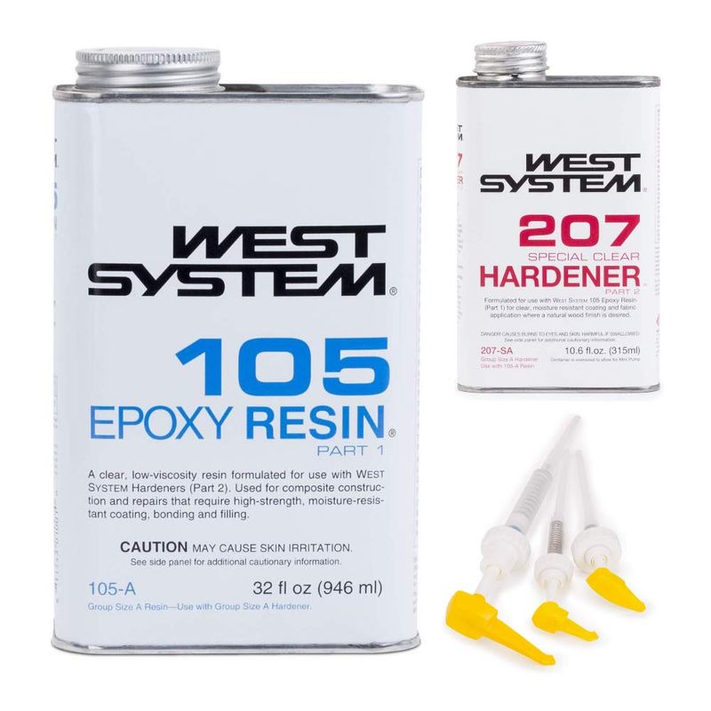 WEST SYSTEM 105A Epoxy Resin (32 fl oz) Bundle with 207SA Special Clear ...