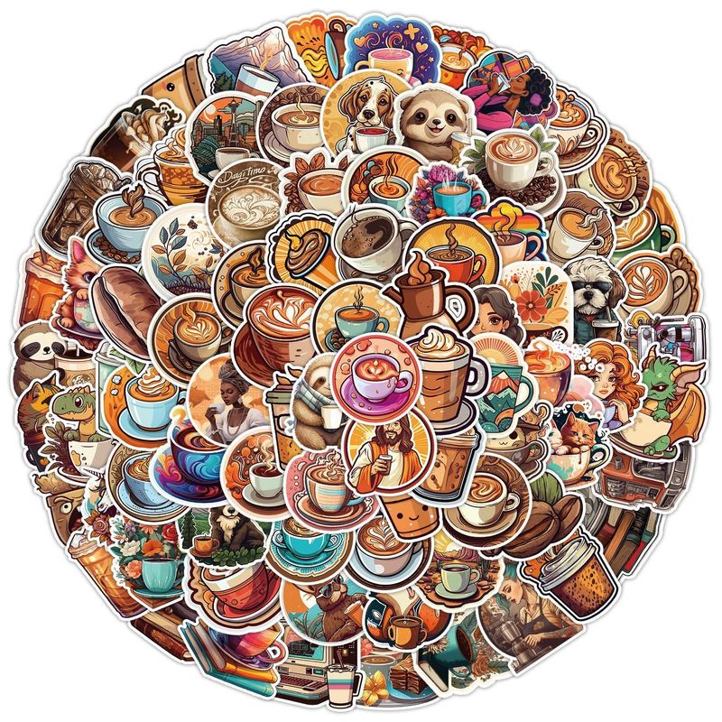 Pack of 100 Vitality Coffee Stickers for Suitcase, Skateboard, Laptop ...