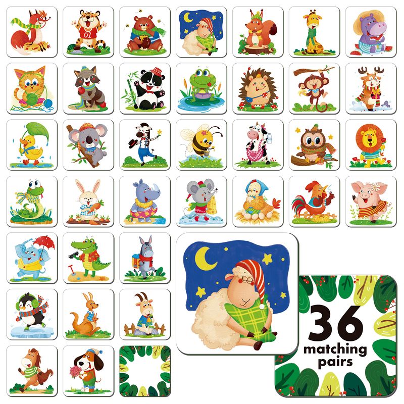 Hebayy Memory Matching Game, 72 PCS Animals Matching Cards for Toddlers ...