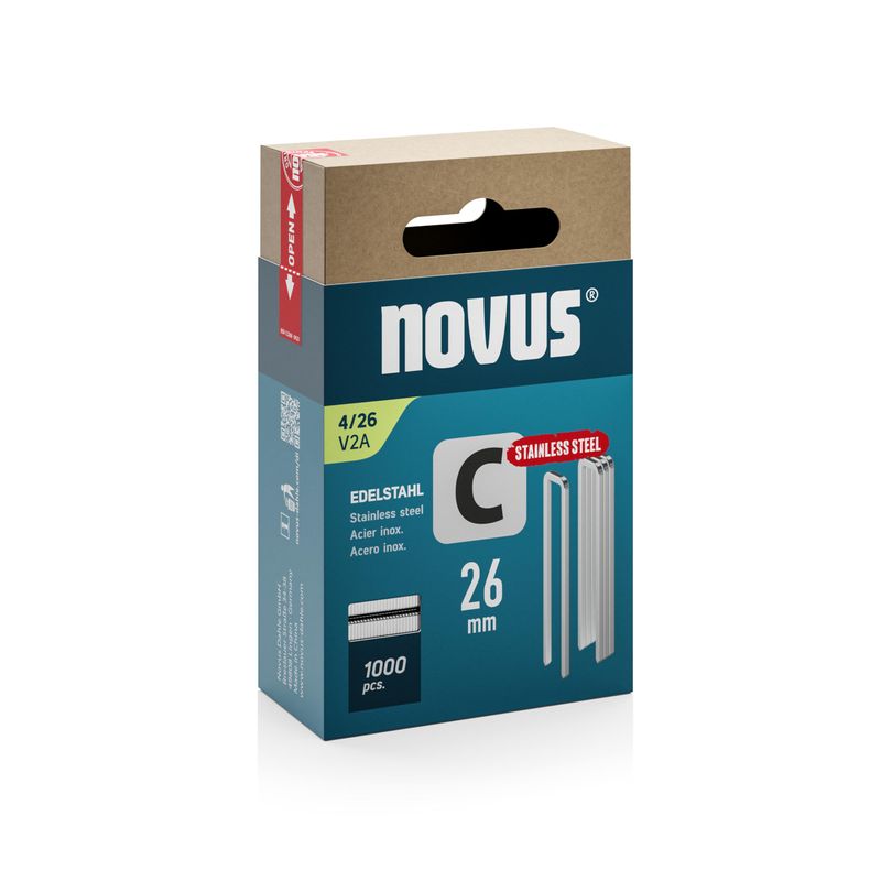 NOVUS TOOLS Narrow Spine Staples 26mm Stainless Steel 1000 Staples Type ...