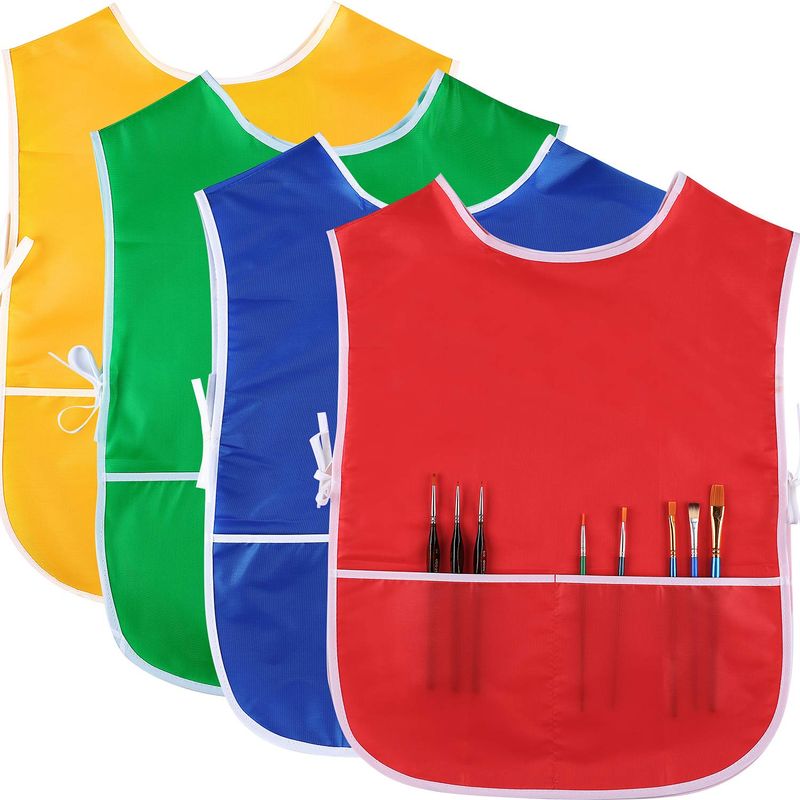 SATINIOR 4 Pieces Art Smock Artist Smock Waterproof Painting Apron ...
