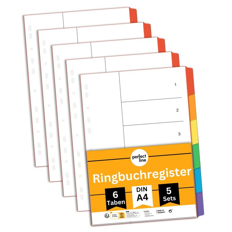 perfect line • Ordner-Register DIN-A4, 6-teilig, 5er Set, Karton, MADE ...