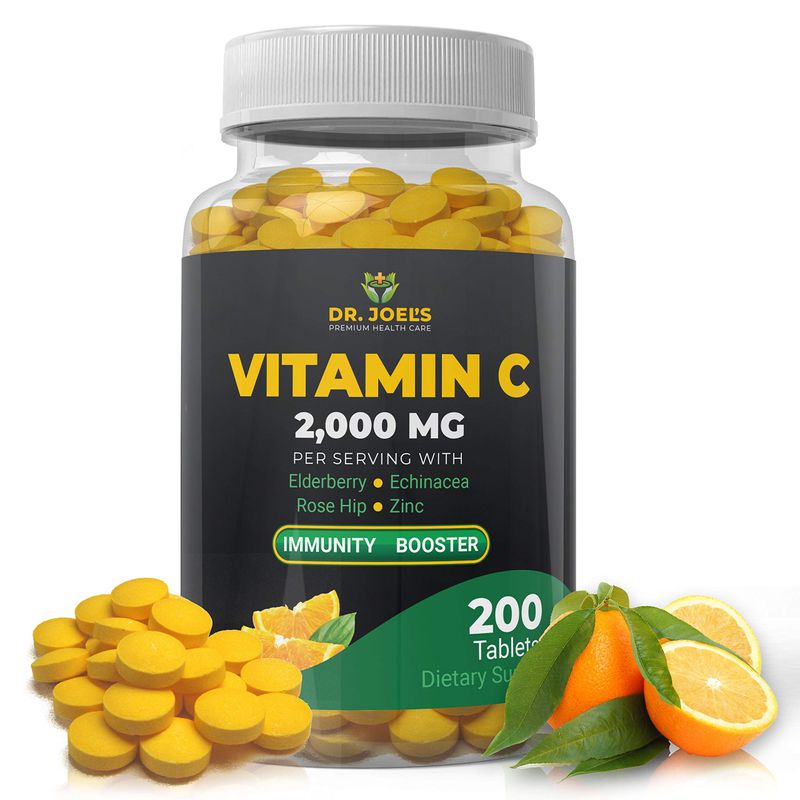 Dr. JOEL'S Immune Support Vitamin C 2000 mg - 200 Tablets - with Zinc ...