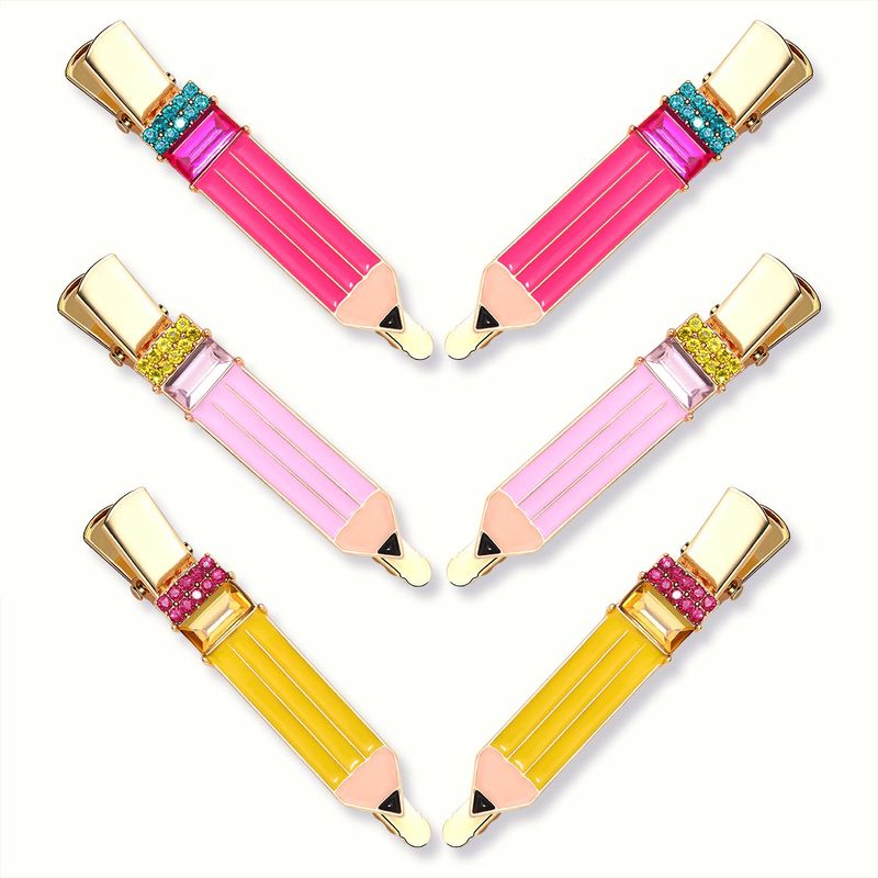 HZEYN 6 Pack Teacher Hair Clips Funny Pencil Hair Clips Teacher ...