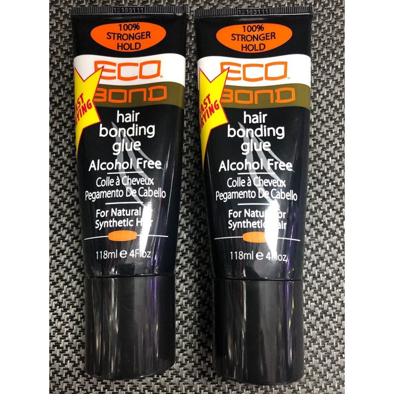 2 Pack Big 4oz ECO BOND HAIR BONDING BLACK GLUE 100% STRONGER HOLD ...