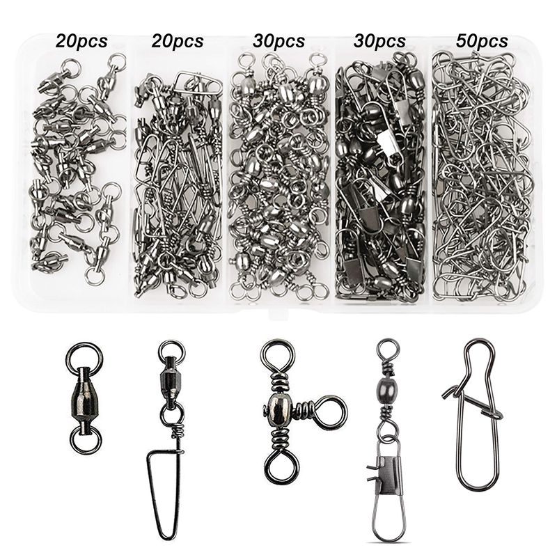 OROOTL Fishing Snap Swivels Box Kit, 150pcs Sea Fishing Swivels with ...