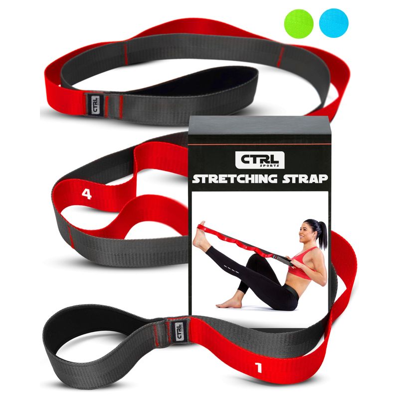 Stretching Strap with Loops - Non Elastic Stretch Band for Physical Therapy, Yoga Strap for ...
