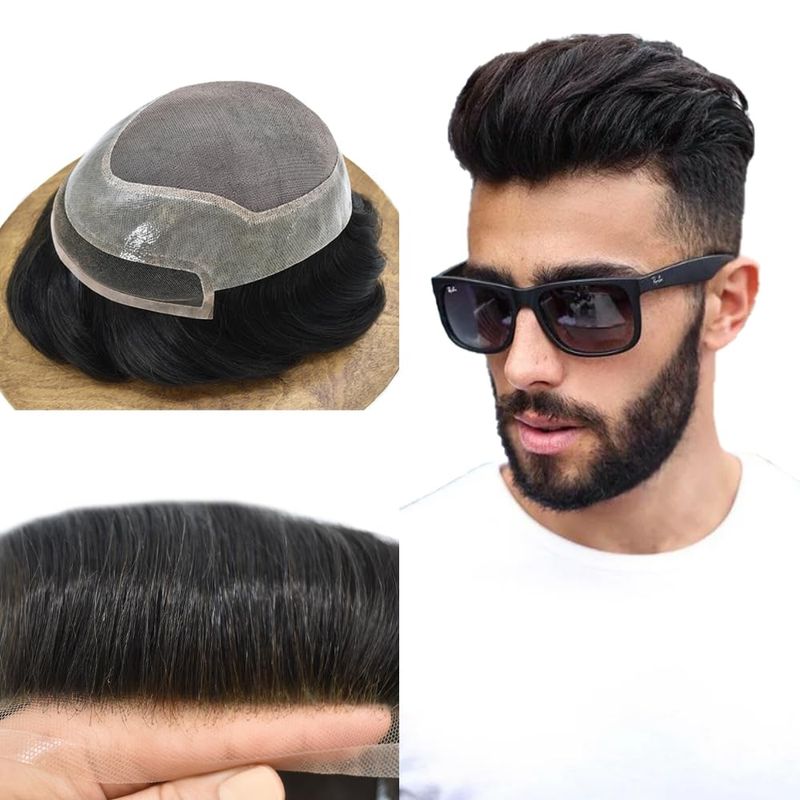 Hair Wonders Lace Front Toupee Men Human Hair Hairpiece For Men Fine ...