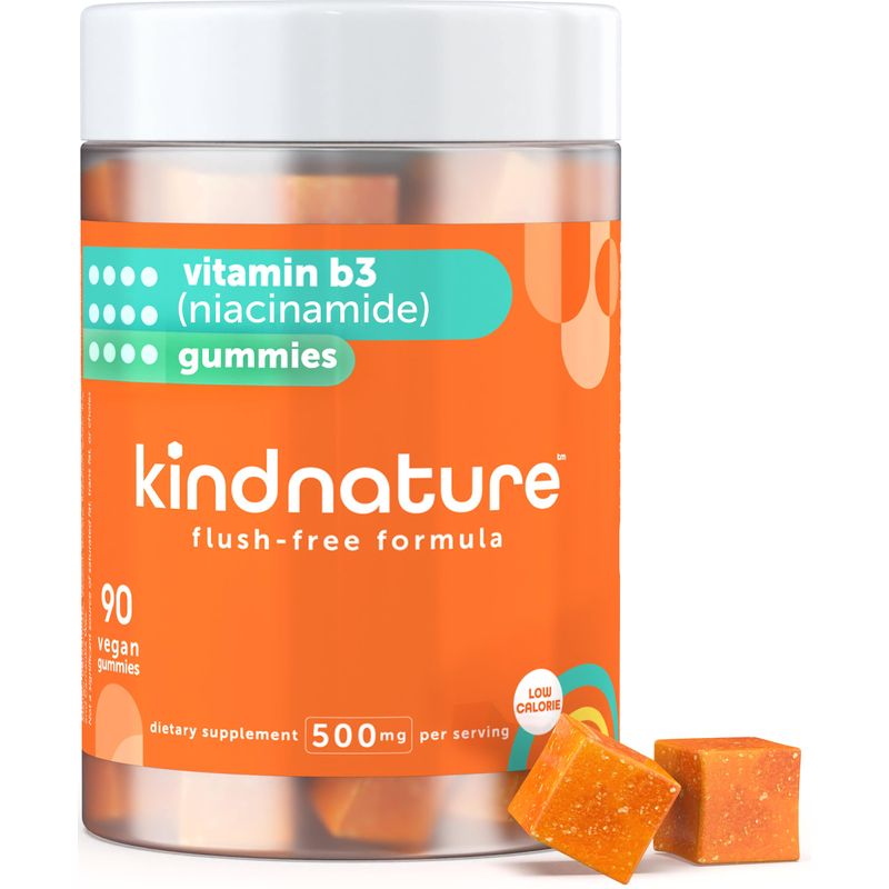 Kind Nature Vitamin B3 Niacin Gummies - Flush Free Niacinamide 500mg ...