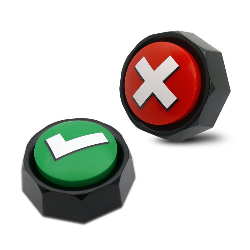 ANLIKY Right Wrong Button, Sound Buzzers Set of 2 Assorted Colored Buzzers, Easy to Use Judge ...