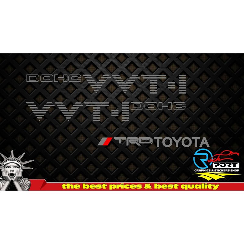 TOYOTA VVT-I DOHC ,TRD VINYL DECALS STICKERS SET ,COLOR SILVER GREY ...