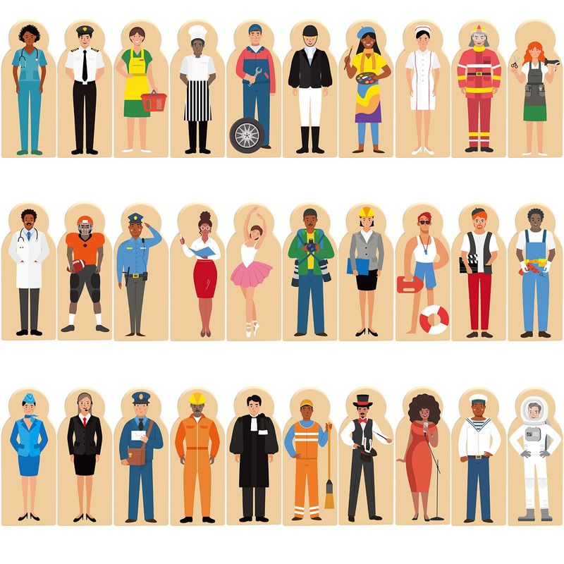 Arrowbash 30 Pcs Wooden Community Helpers Toys Small Professionals ...