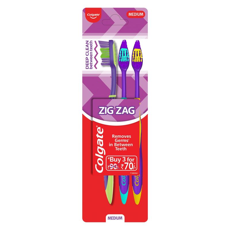 Colgate ZigZag Toothbrush - Medium 3pc - Made In India - EveryMarket
