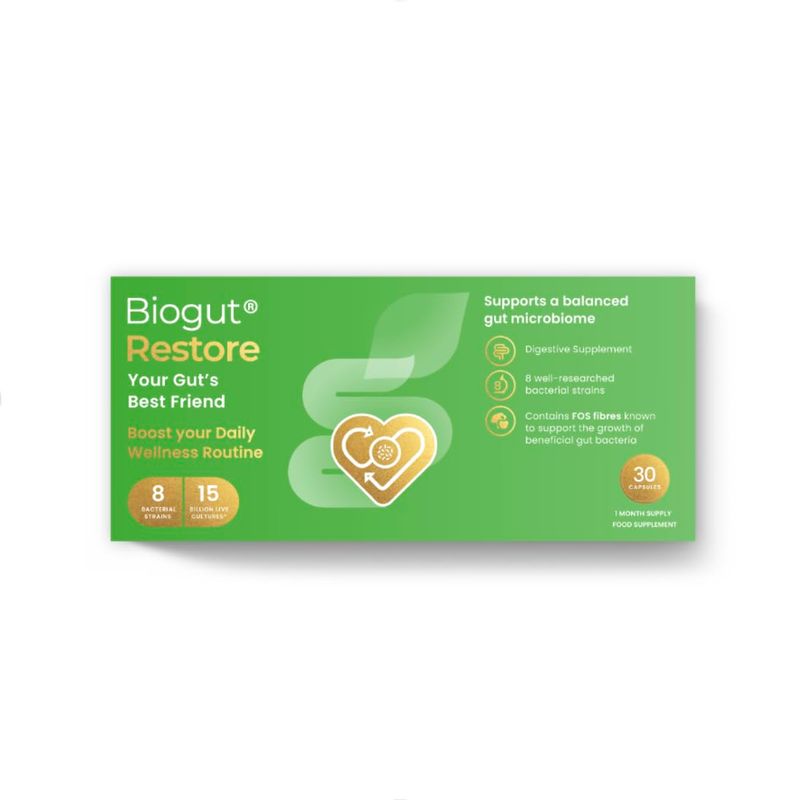 Biogut Restore, 15 Billion Live Cultures, 8 Probiotic Strains, 30 ...