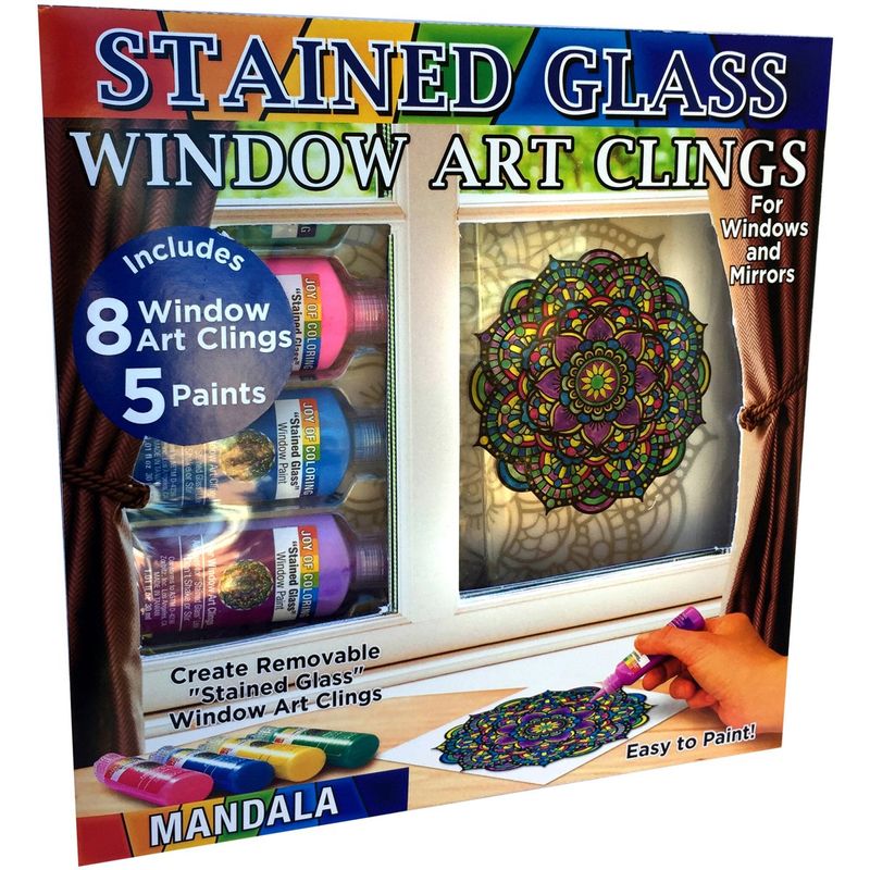 ZORBITZ Joy of Coloring Stained Glass Window Art Clings DIY Kit,8 ...