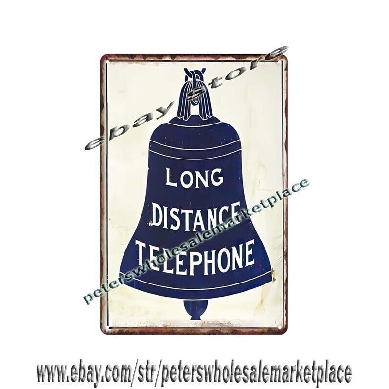 reproduction wall art living room Long Distance Telephone metal tin ...